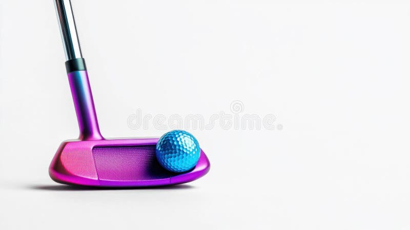 Vibrant Golf Putter and Blue Ball on White Background Stock ...