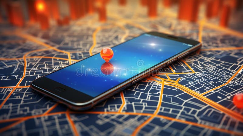 Vibrant GPS Navigation Illustration with a Digital Map and Technology ...