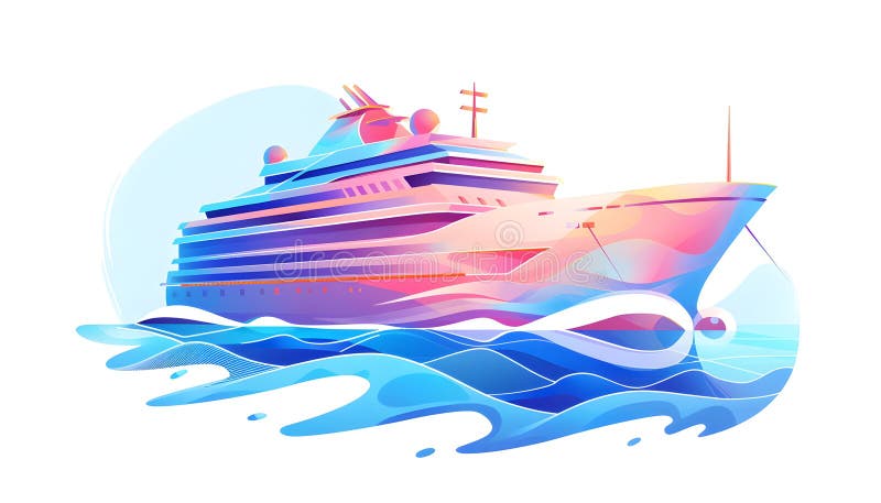 Vibrant Gradient Artwork Luxurious Cruise Ship Sailing on the Ocean ...
