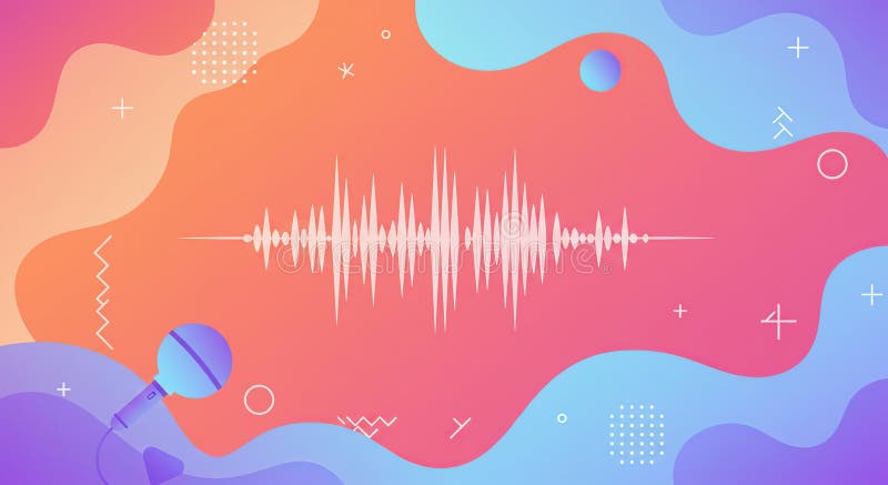 Colorful Podcast Background with Microphone and Soundwave Illustration ...