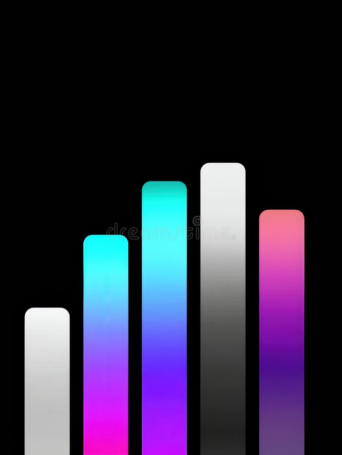 Colorful Gradient Bars Representing Sound Levels in a Modern Digital Interface at Night Stock ...