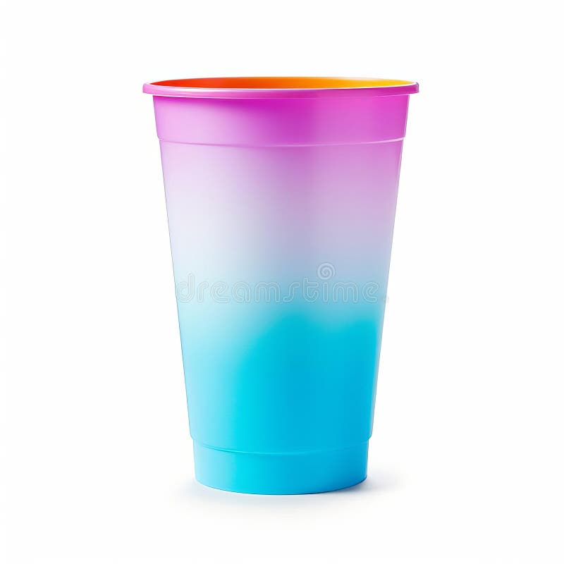 Vibrant Gradient Plastic Cup on White Background Design Stock ...