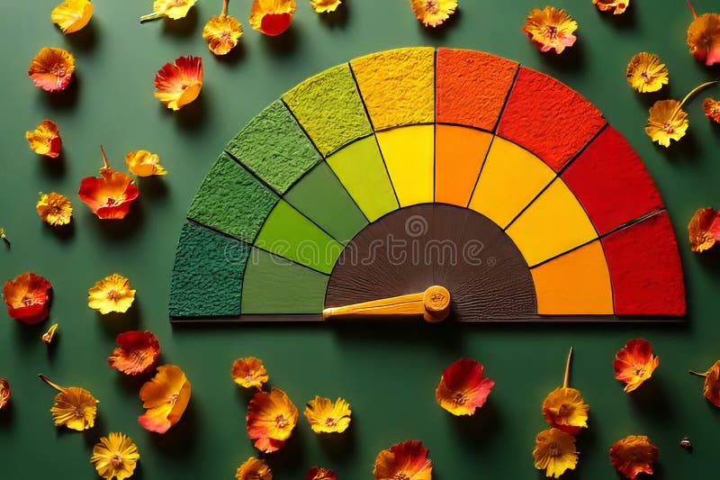 Vibrant Gradient Scale with Delicate Flowers on a Serene Green ...