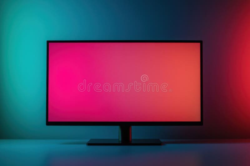 Vibrant Gradient Screen Display in a Modern Home Entertainment Setup ...