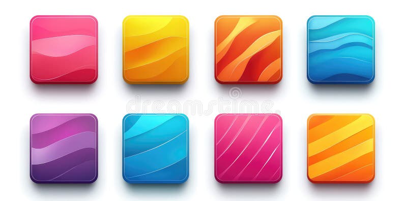 Vibrant Gradient Square Icons with Abstract Wave Patterns in Various ...