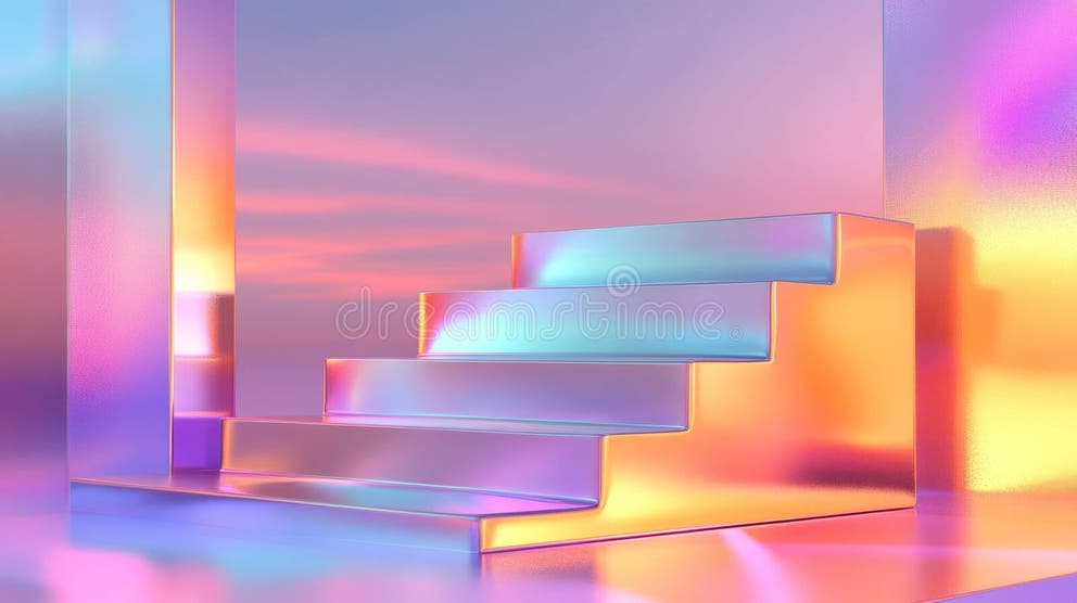 Vibrant Gradient Staircase Scene in Abstract Modern Design for Visual ...