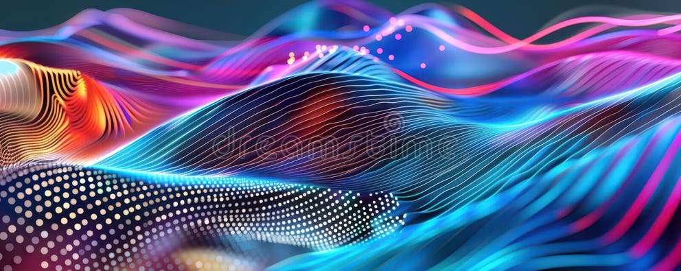 Vibrant Gradient Waveforms with Digital Textures in an Abstract ...