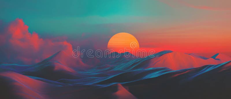 Vibrant Gradients Create a Stunning Sunset Backdrop Over Rolling Hills ...