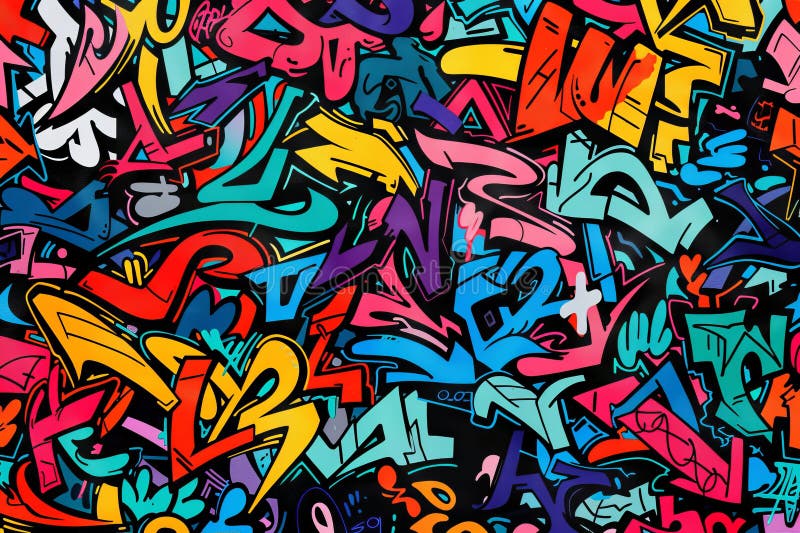 Vibrant Graffiti Art on Black Canvas Showcasing Unique Fonts and ...