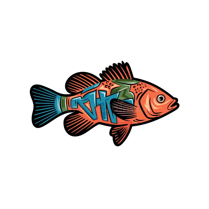 Vibrant Graffiti Art Fish Design Ideal for Tattoos and Coloring ...
