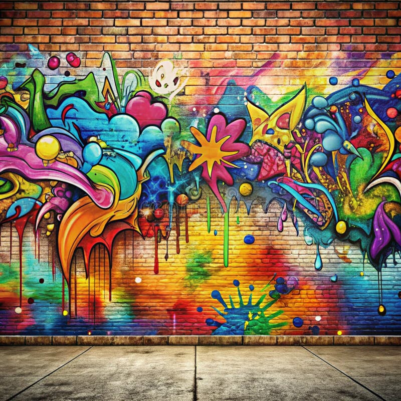 Vibrant Graffiti Art on a City Park Wall Showcasing Bold and Expressive ...