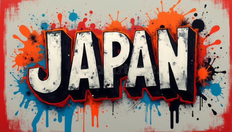 Vibrant Graffiti Art Showcasing the Word JAPAN in Bold Letters Stock ...