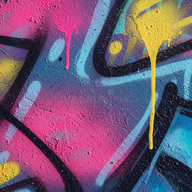 Vibrant Graffiti Artwork Featuring Bold Colors with Splattered Patterns ...
