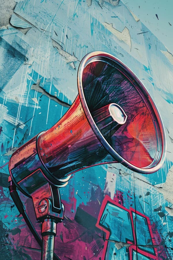 Vibrant Graffiti Artwork of a Megaphone on a Wall. Perfect for Urban ...