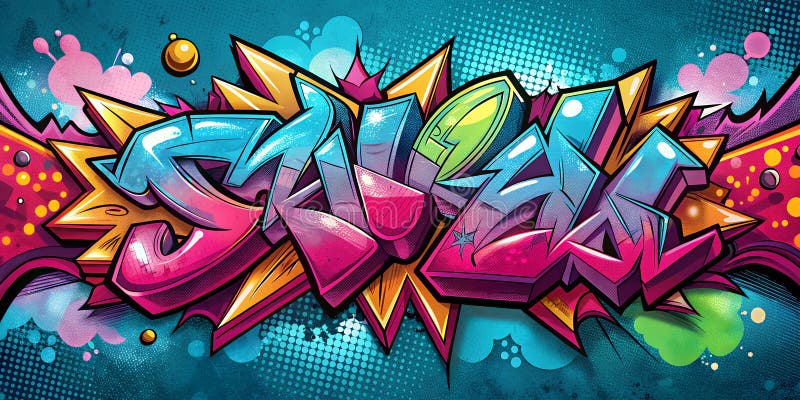 Vibrant Graffiti Artwork with Paint Drips and Spray Effects Stock ...