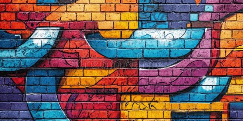 Vibrant Graffiti Brick Wall Texture Colorful Street Art Background ...