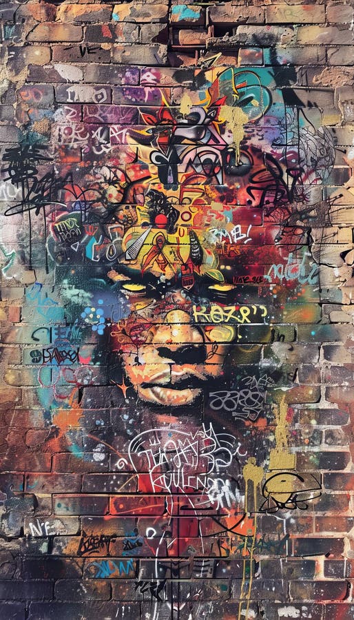 Vibrant Graffiti Explosion a Detailed Urban Canvas of Creativity on a ...