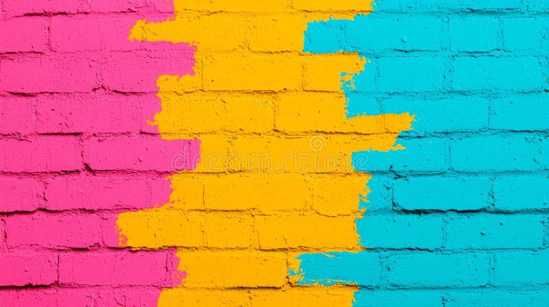 Vibrant Graffiti Mural with Bright Colors Blending on Textured Brick ...