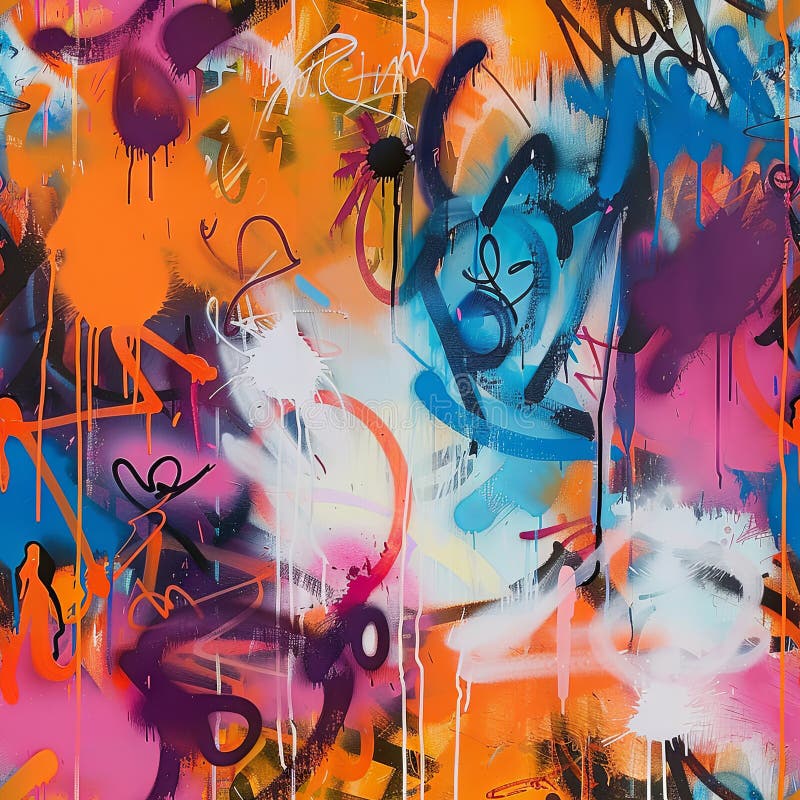 Vibrant Graffiti Splatters and Drips Transform a White Urban Facade ...