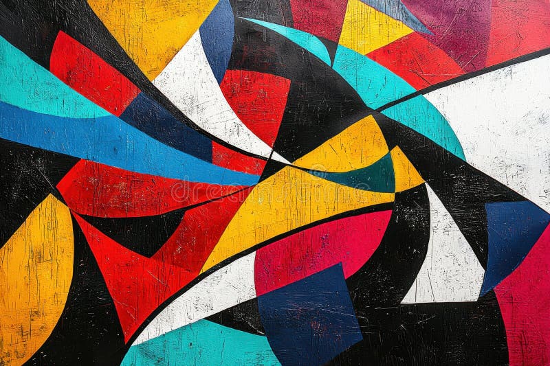 Vibrant Graffiti-style Artwork Featuring Bold Geometric Shapes and ...