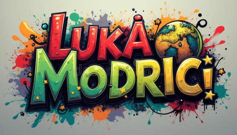 Vibrant Graffiti-style Artwork Featuring the Name Luka Modric Stock ...
