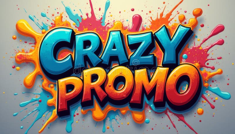 Vibrant Graffiti-style Text Reading Crazy Promo Splashed with Colorful ...