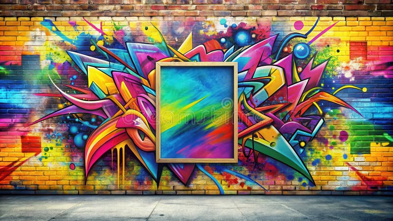 Vibrant Graffiti Wall Art Featuring a Blank Canvas Ready for Your ...