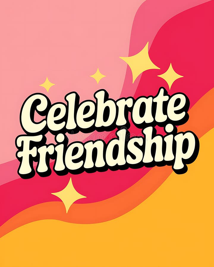 Celebrate Friendship with Colorful Waves and Stars Stock Illustration ...