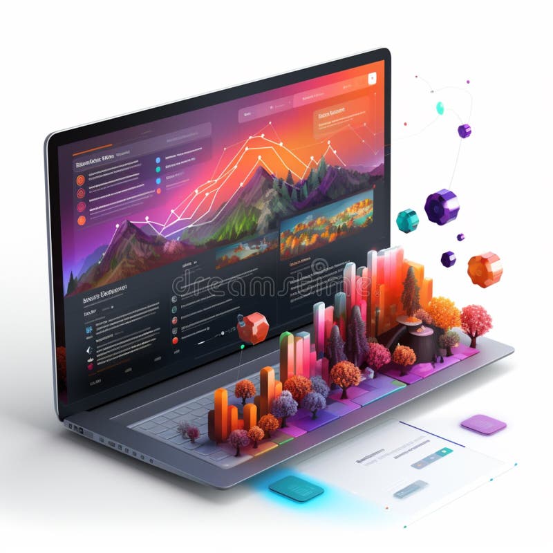 Vibrant Graphic Design Concept 3D Digital Display Stock Illustration ...