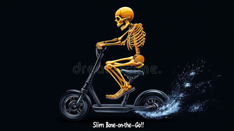 Skeleton Riding Scooter Graphic Design Stock Illustration ...