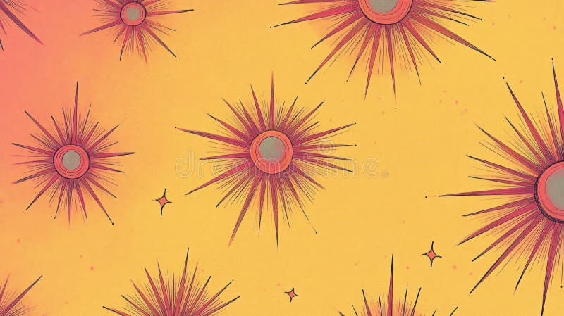 Abstract Starburst Pattern on Yellow Background: Celestial Design Stock ...