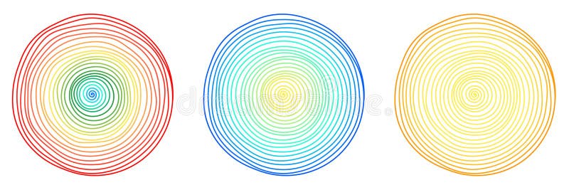 Set of Three Different Colored Spirals Isolated on a Transparent ...