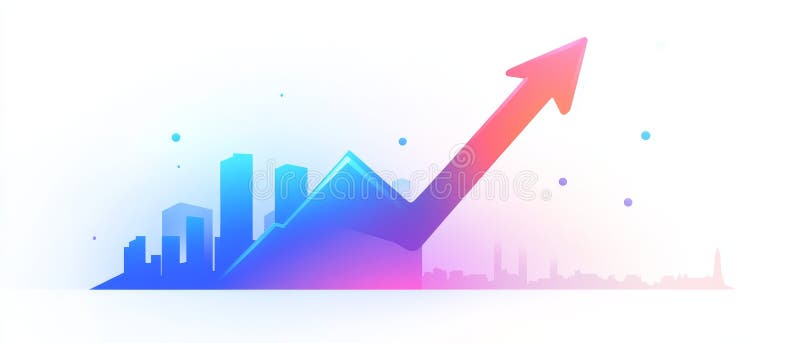 A Vibrant Graphical Representation of a City Skyline with a Rising ...