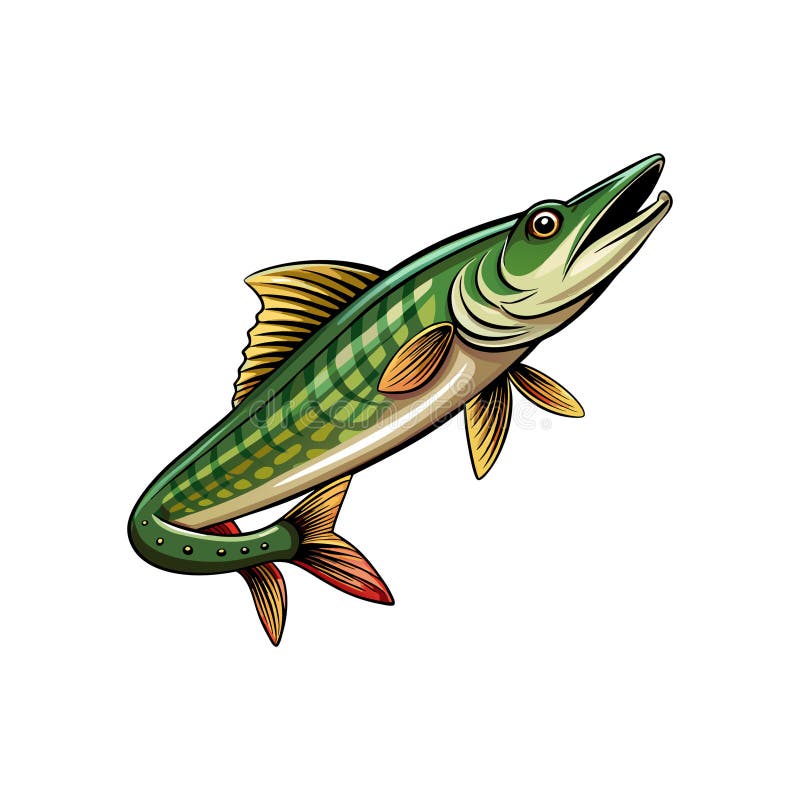 Vibrant Grass Pickerel in Natural Setting Stock Illustration ...