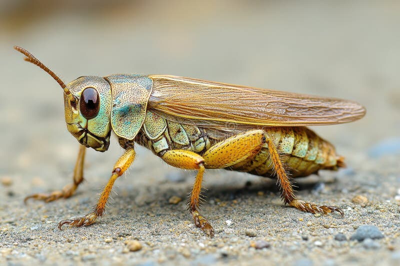 Close View of a Colorful Grasshopper on Ground Stock Photo - Image of ...