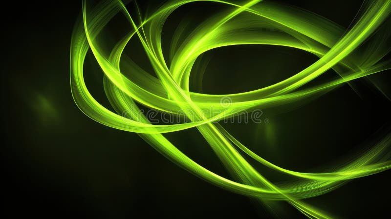 Vibrant Green Abstract Light Swirls on Dark Background Stock Image ...