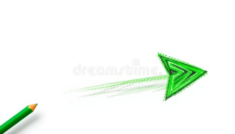 A Vibrant Green Arrow is Being Drawn on a Blank Background, Signifying ...