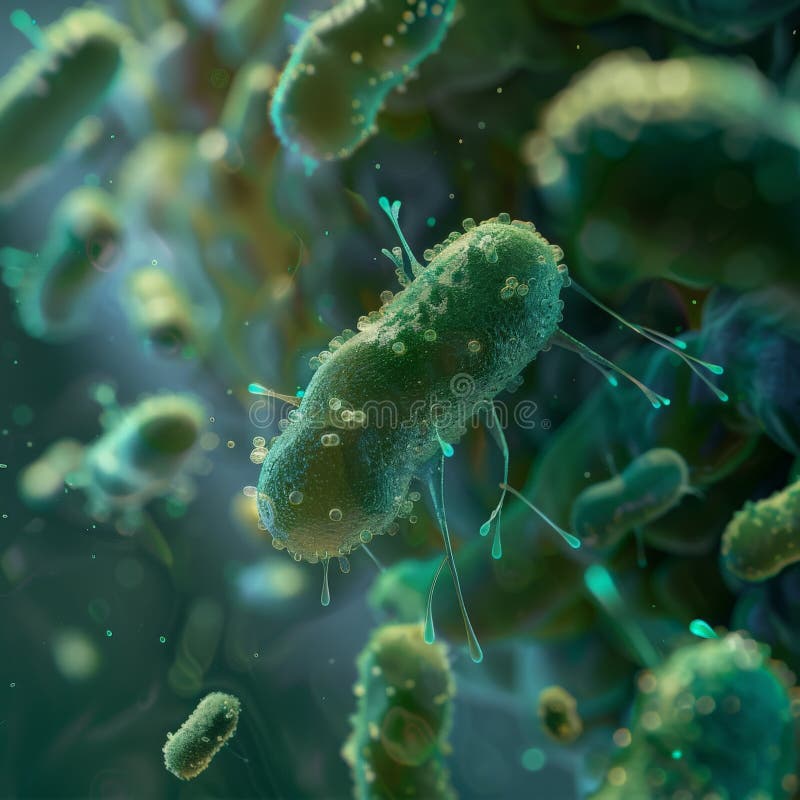 Vibrant Green Bacteria Under Microscope Stock Image - Image of ...