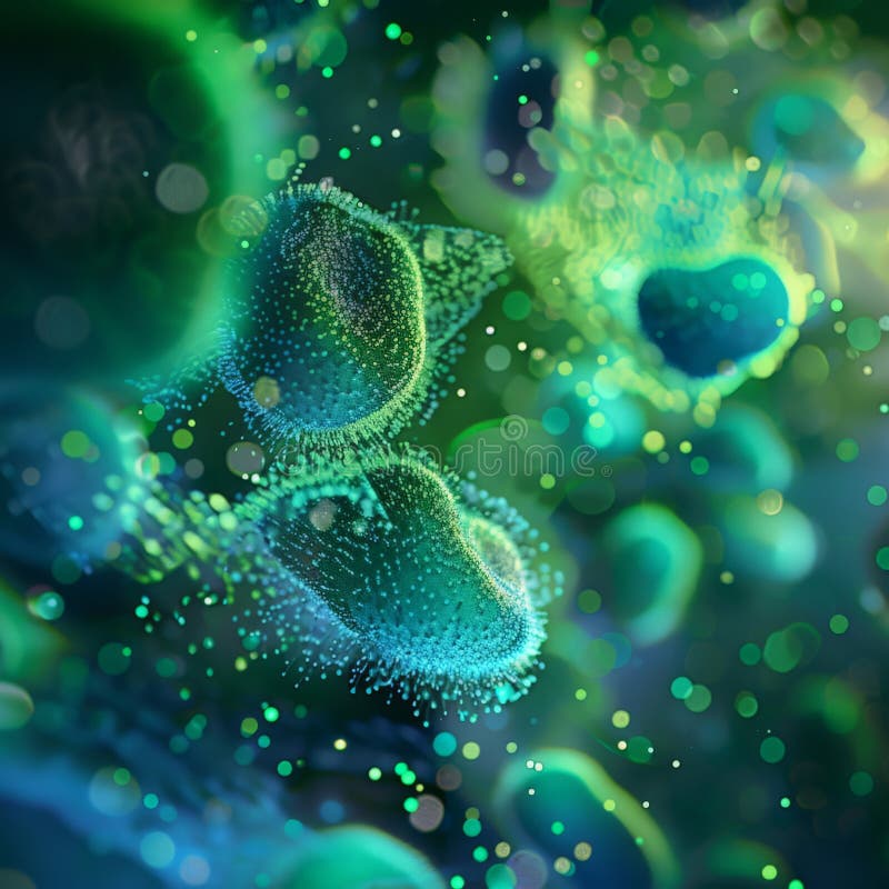 Vibrant Green Bacteria Under Microscope. Stock Photo - Image of ...