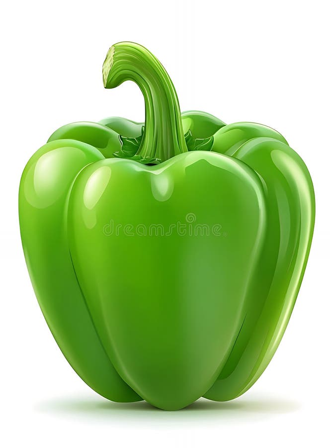 A Vibrant Green Bell Pepper Isolated on a White Background Stock ...