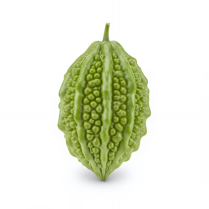 Vibrant Green Bitter Melon on White Background Stock Illustration ...