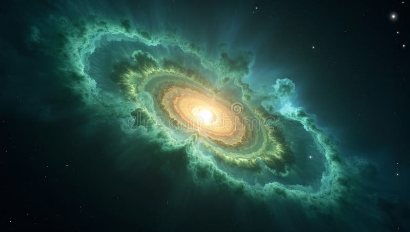 Vibrant Green and Blue Planetary Nebula with Swirling Clouds Around a ...