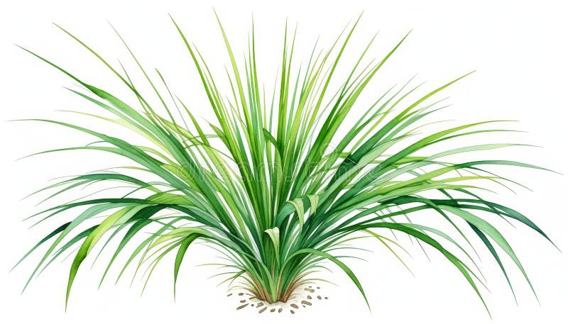 Vibrant Green Bush with Long Leaves on White Background Stock Image ...