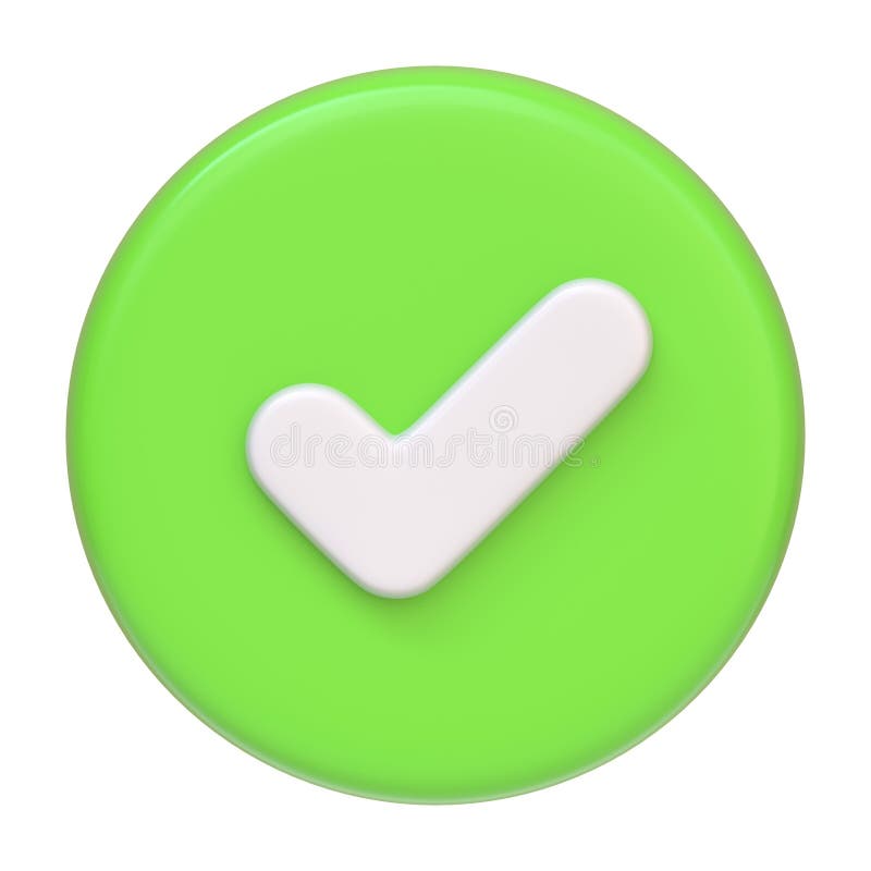 Vibrant Green Button Showcasing a White Check Mark Isolated on a White ...