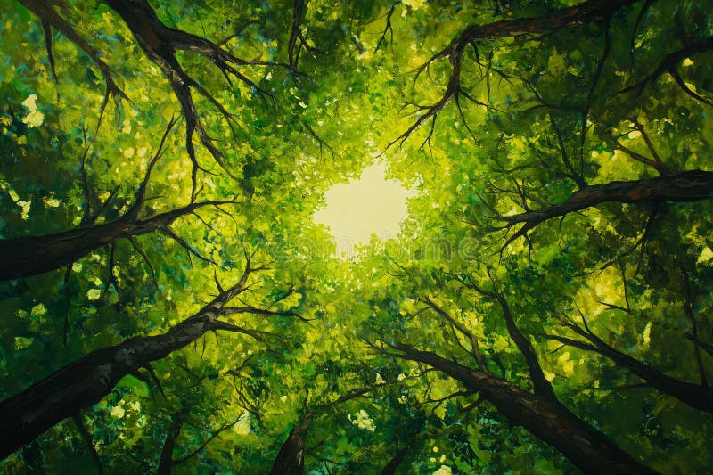 A Vibrant Green Canopy of Trees. Stock Illustration - Illustration of ...