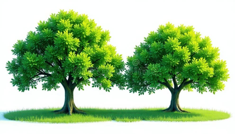 Vibrant Green Canopy of Trees Isolated on White , Environment, Green ...