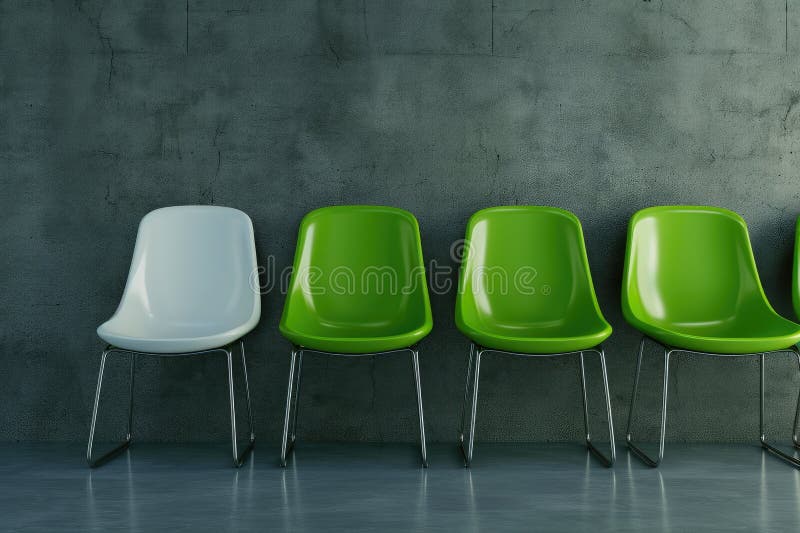 Vibrant Green Chairs Aligned in a Modern Setting. Stock Illustration ...