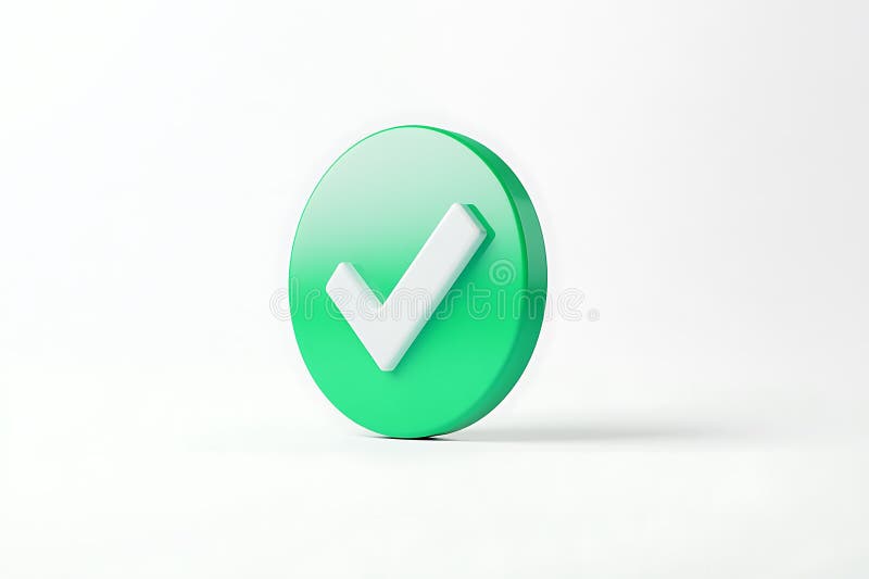 3D Render Green Checkmark Circle Icon Approval, Confirmation, Success ...
