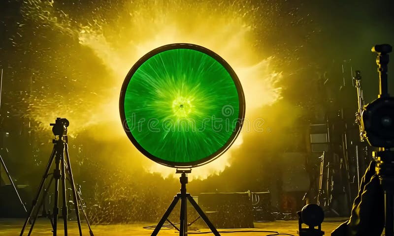 A Vibrant Green Circular Light Source Emits an Explosion of Color in a ...