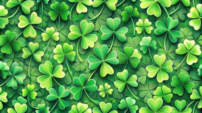 Vibrant Green Clover Leaf Pattern Background Ideal for Springtime ...